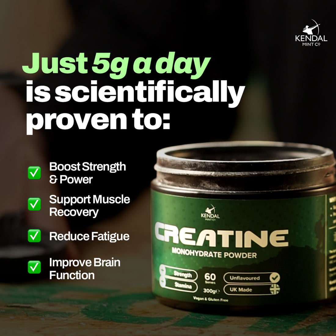 Creatine Monohydrate Powder | Unflavoured 300g | Kendal Mint Co ...